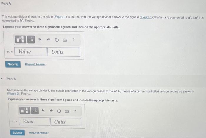 Solved Consider two voltage dividers shown in v=361 V. | Chegg.com