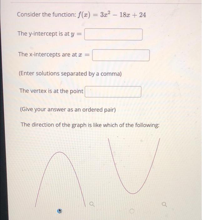 Solved Consider the function: f(x) = 3x2 – 18x + 24 ( The | Chegg.com