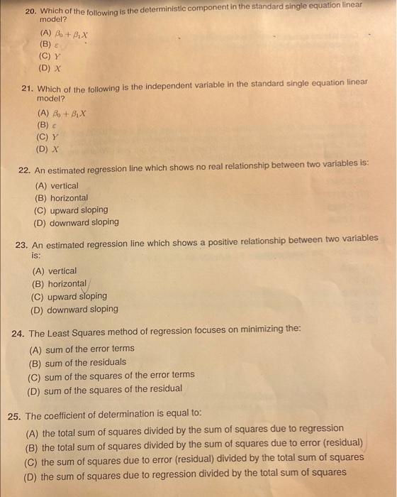 Solved 20. Which of the following is the deterministic | Chegg.com