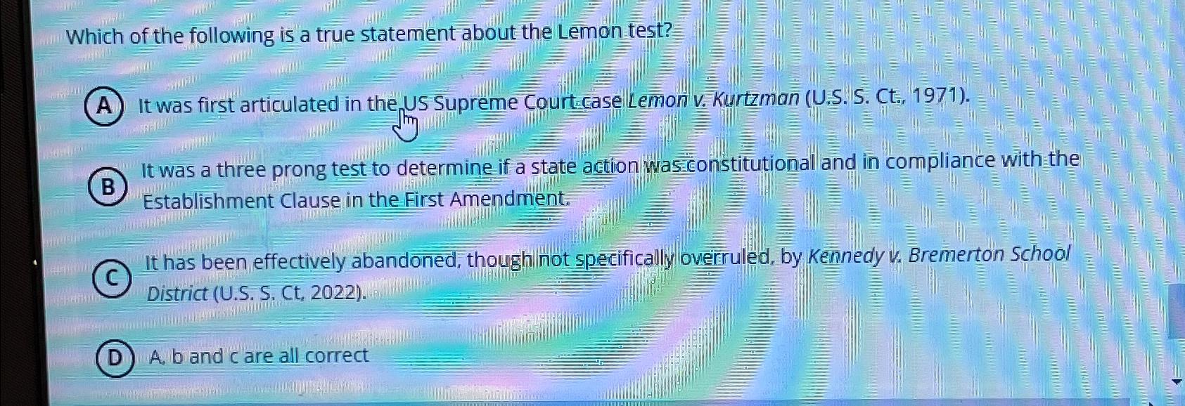 Solved Which of the following is a true statement about the | Chegg.com