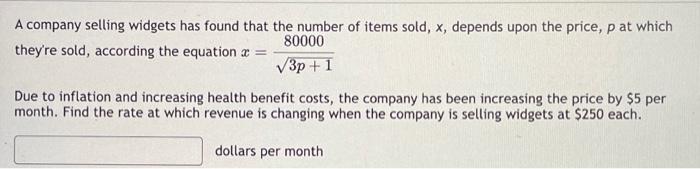 Solved A company selling widgets has found that the number | Chegg.com