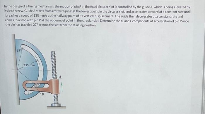 Solved In the design of a timing mechanism, the motion of | Chegg.com