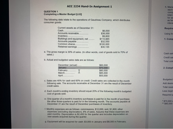 Solved ACC 2234 Hand-In Assignment 1 QUESTION 1 Completing a | Chegg.com