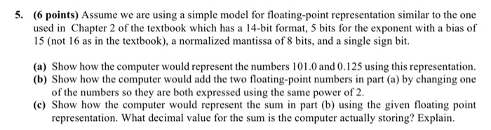 Solved 5. (6 points) Assume we are using a simple model for | Chegg.com