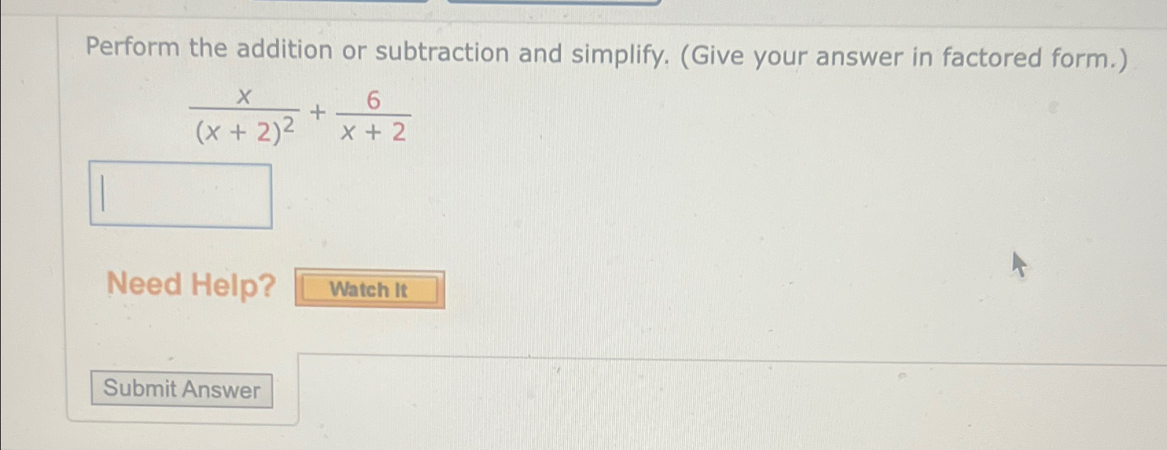 Solved Perform the addition or subtraction and simplify. | Chegg.com