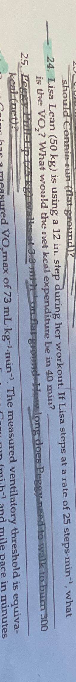 Solved #24 ﻿please!Lisa Lean ( 50kg ) ﻿is using a 12in. | Chegg.com