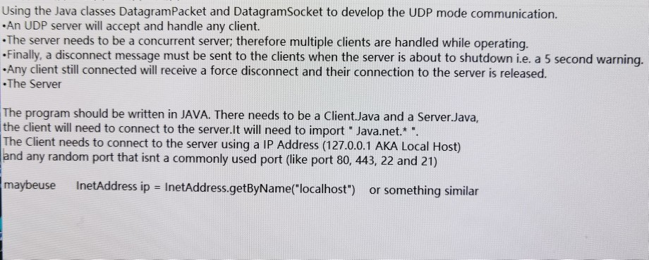 Solved Using the Java classes DatagramPacket and | Chegg.com