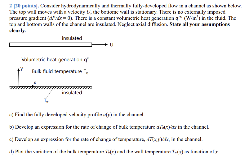 Solved 2 [20 ﻿points]. ﻿Consider hydrodynamically and | Chegg.com
