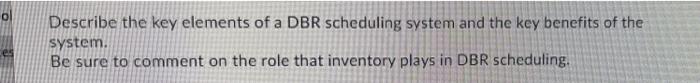 Solved Describe the key elements of a DBR scheduling system | Chegg.com