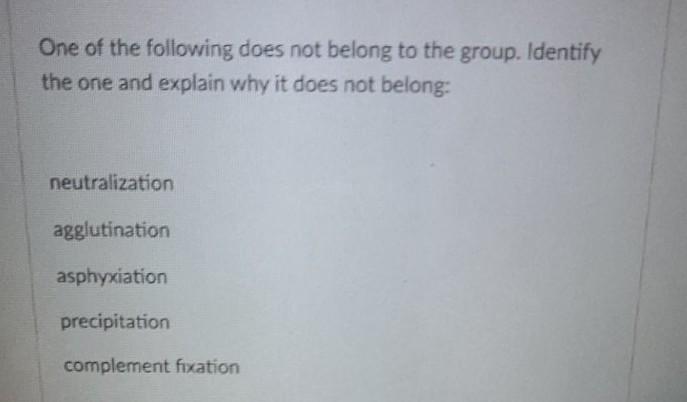 Solved One of the following does not belong to the group. | Chegg.com