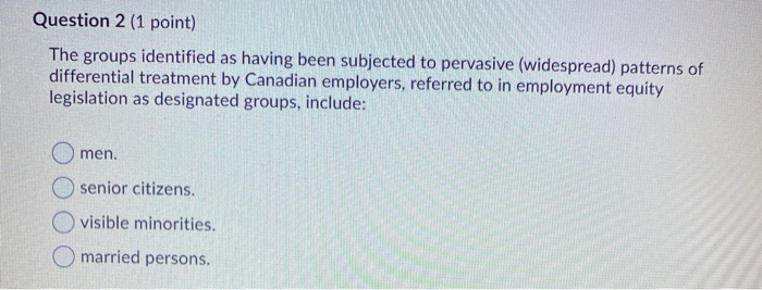 Solved Question 2 (1 point) The groups identified as having | Chegg.com