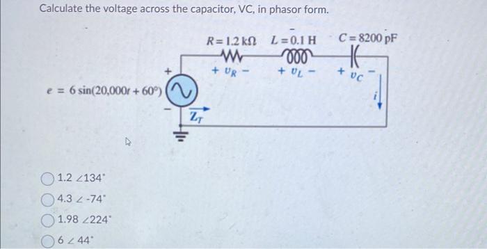 Solved For the inductive element, calculate the voltage | Chegg.com