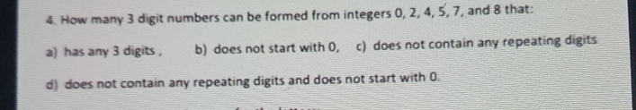 Solved How many 3 ﻿digit numbers can be formed from integers | Chegg.com