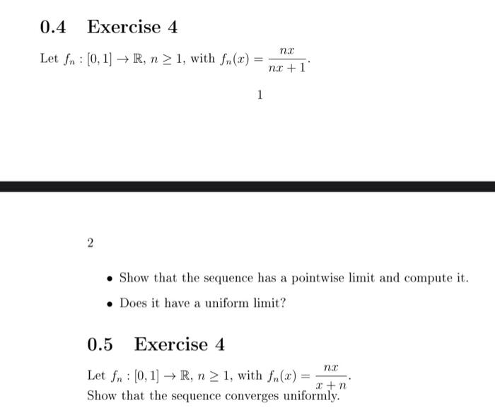 Solved fn:[0,1]→R,n≥1, with fn(x)=nx+1nx 1 2 - Show that the | Chegg.com