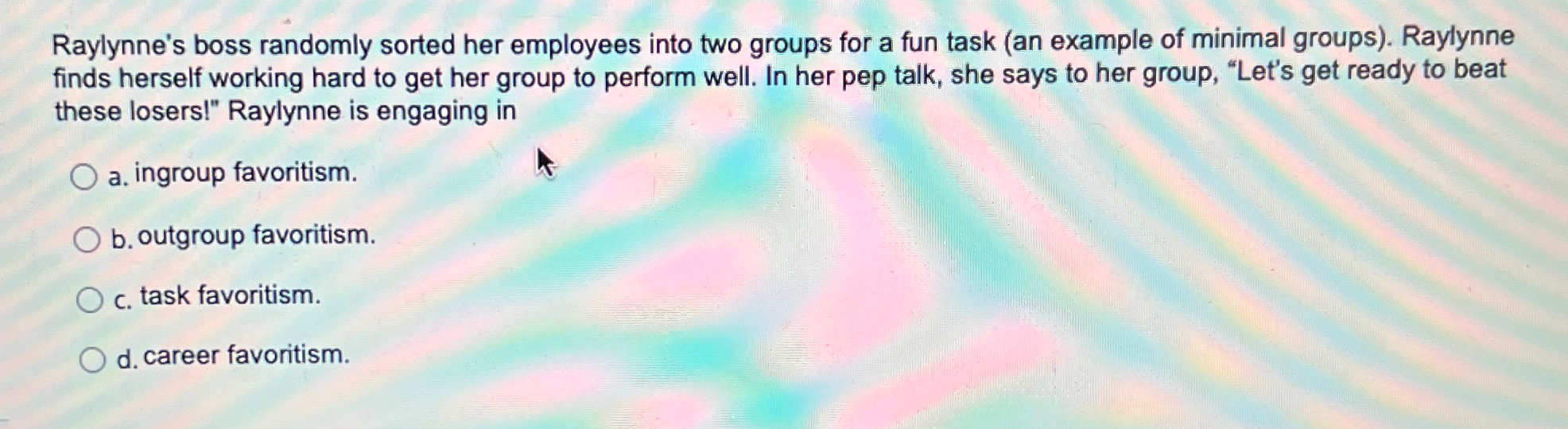Solved Raylynne's boss randomly sorted her employees into | Chegg.com