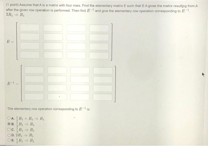 Solved (1 point) Assume that A is a matrix with four rows. | Chegg.com