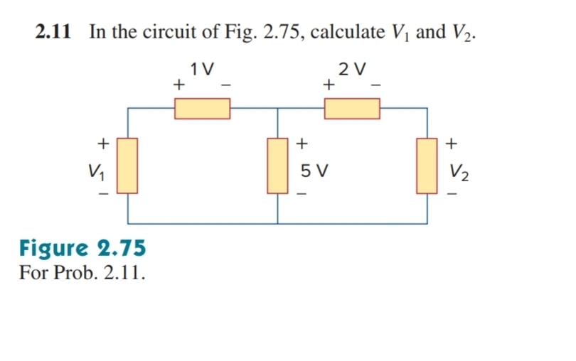Solved 2.11 ﻿In the circuit of Fig. 2.75, ﻿calculate V1 ﻿and | Chegg.com