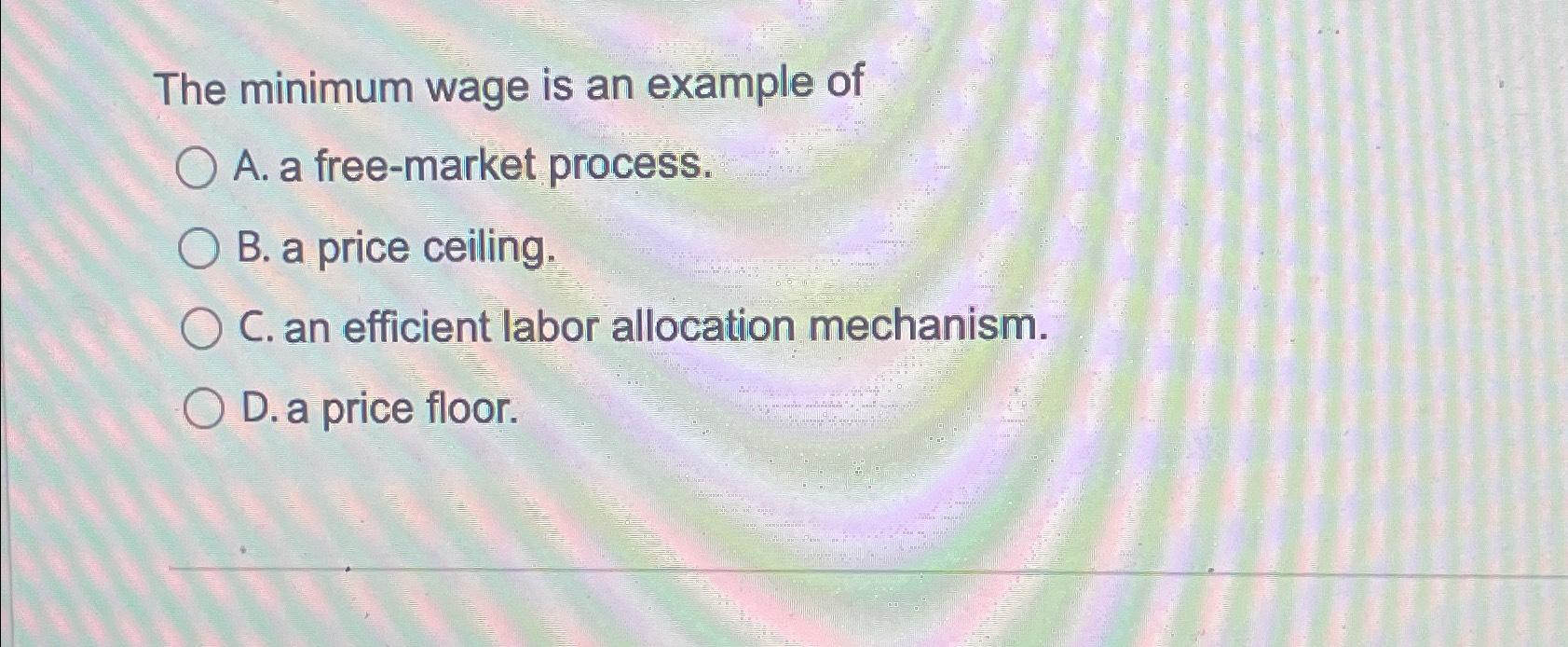 Solved The minimum wage is an example ofA. ﻿a free-market | Chegg.com
