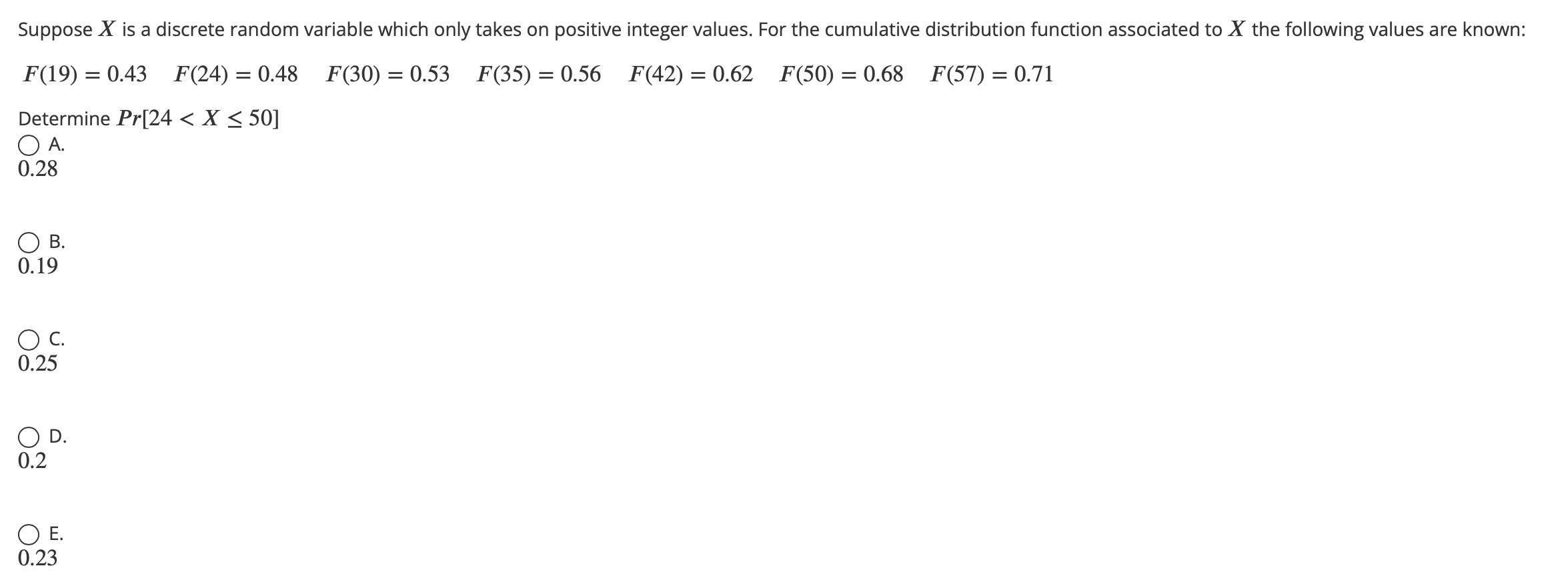 Solved Suppose x ﻿is a discrete random variable which only | Chegg.com