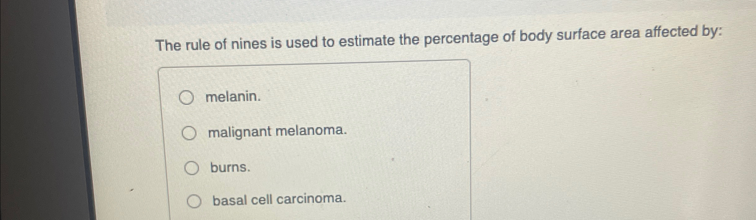 Solved The rule of nines is used to estimate the percentage | Chegg.com