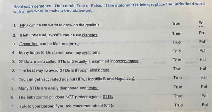 Solved Read each sentence. Then circle True or False. If the | Chegg.com