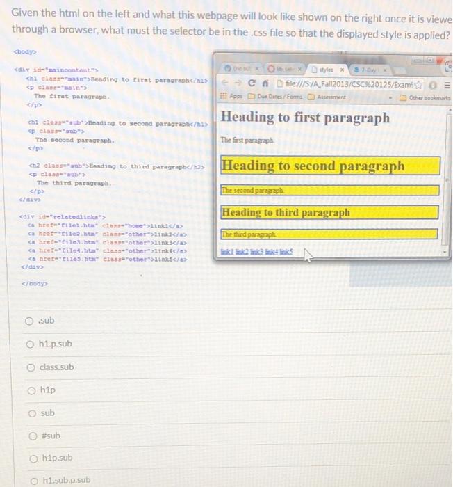Solved Which selector from the image would be correct for | Chegg.com