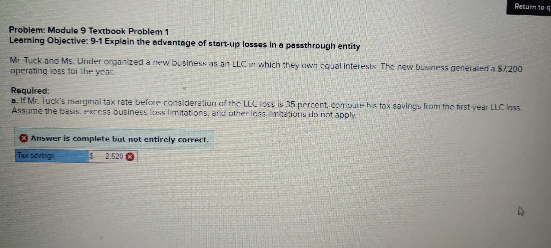 Solved Return to a Problem: Module 9 Textbook Problem 1 | Chegg.com