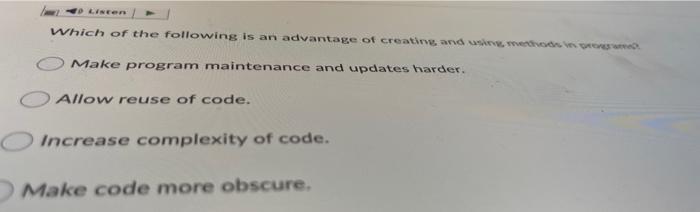 Solved Liseen Which of the following is an advantage of | Chegg.com