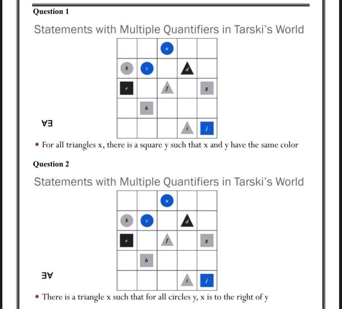 Solved Statements with Multiple Quantifiers in Tarski's | Chegg.com
