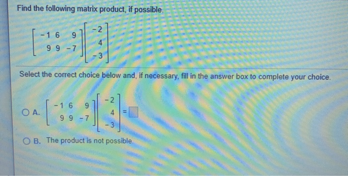 Solved The sizes of two matrices A and B are given. Find the | Chegg.com