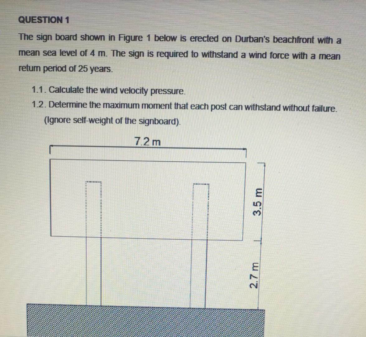 Solved The sign board shown in Figure 1 below is erected on | Chegg.com