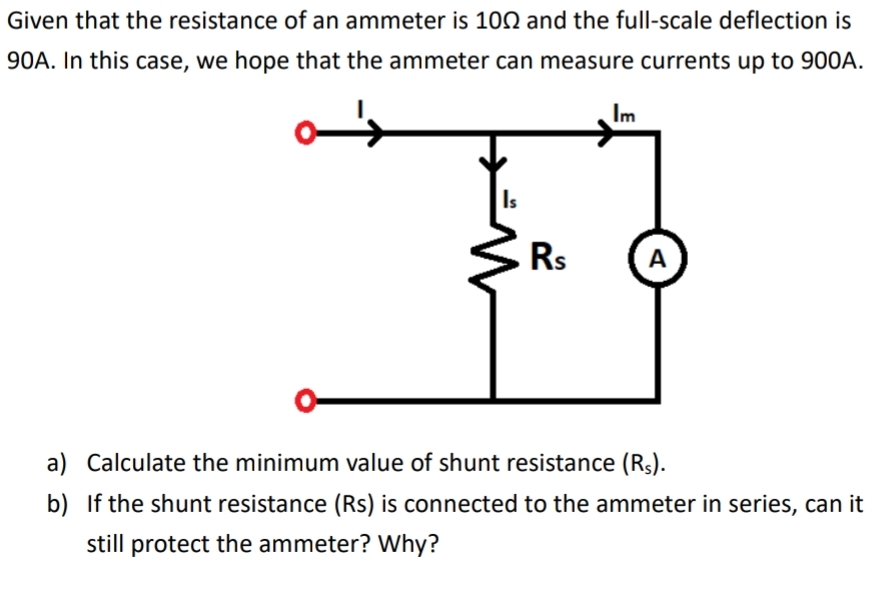 Solved Given that the resistance of an ammeter is 10Ω ﻿and | Chegg.com