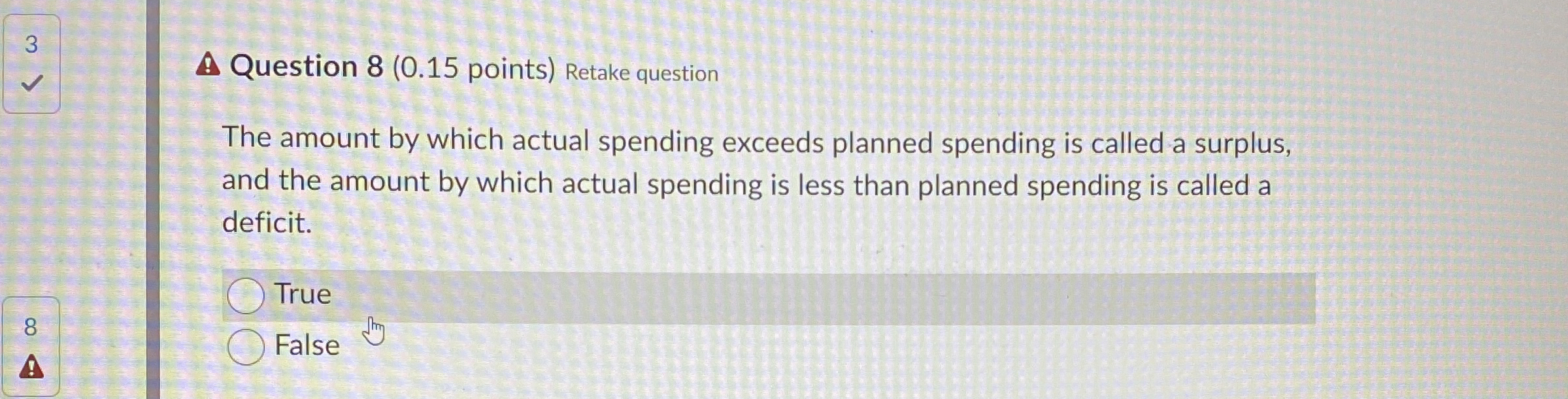 Solved Δ ﻿Question 8 ( 0.15 ﻿points) ﻿Retake questionThe | Chegg.com