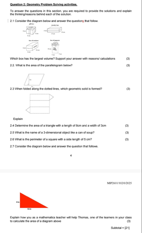 [Solved]: Question 2: Geometry Problem Solving activities. T