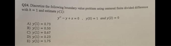 Solved Q24. Discretize the following boundary value problem | Chegg.com