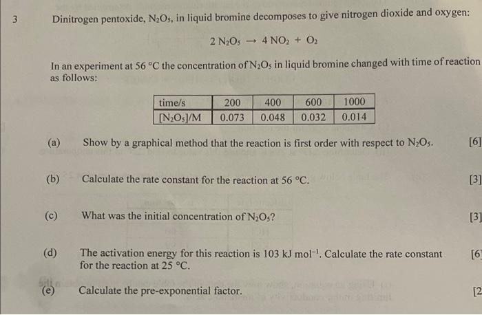Solved Dinitrogen pentoxide, N2O5, in liquid bromine | Chegg.com