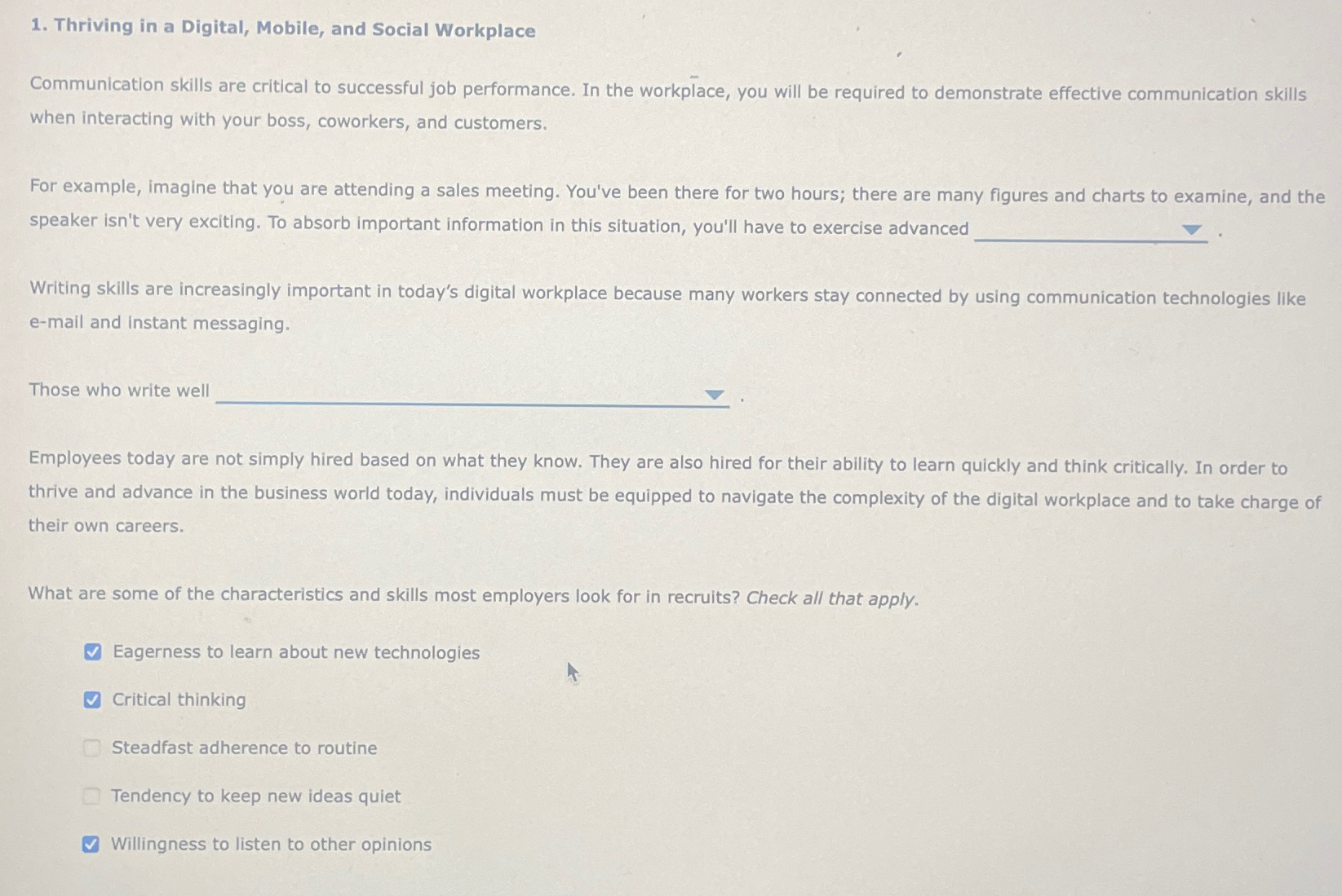 Solved Thriving in a Digital, Mobile, and Social | Chegg.com