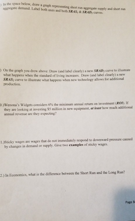 Solved In the space below, draw a graph representing short | Chegg.com