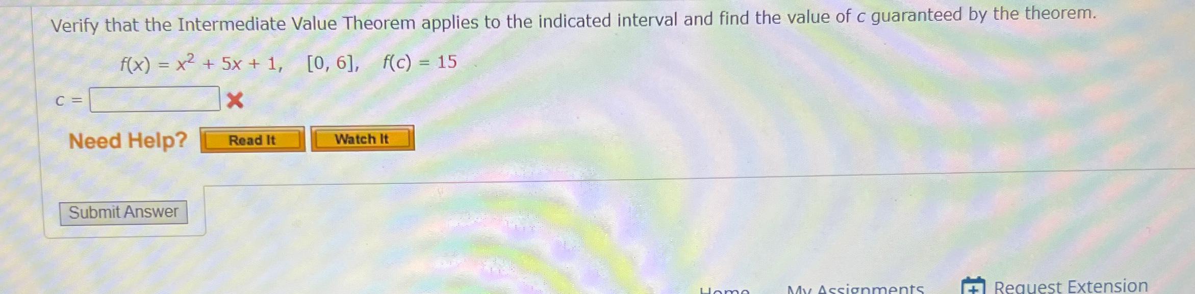 Solved Verify that the Intermediate Value Theorem applies to | Chegg.com