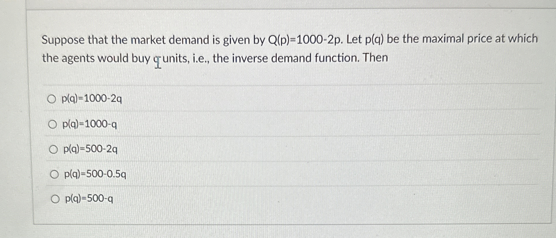 Solved Suppose that the market demand is given by | Chegg.com
