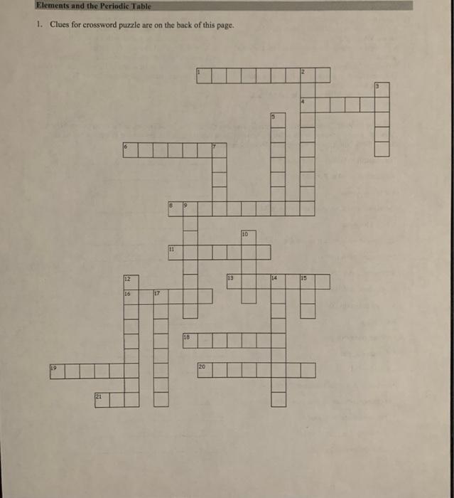 Periodic Table Crossword Puzzle Answers | Cabinets Matttroy