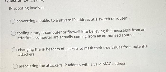 Solved Question 1 (1 point) A network switch failure is an | Chegg.com