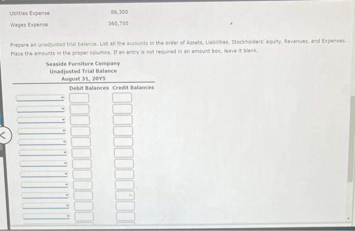 Solved The accounts in the ledger of Seaside Furniture | Chegg.com