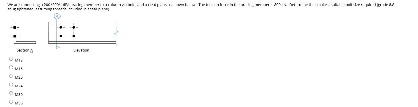 Solved Section A M12 M16 M20 M24 M30 M36 | Chegg.com