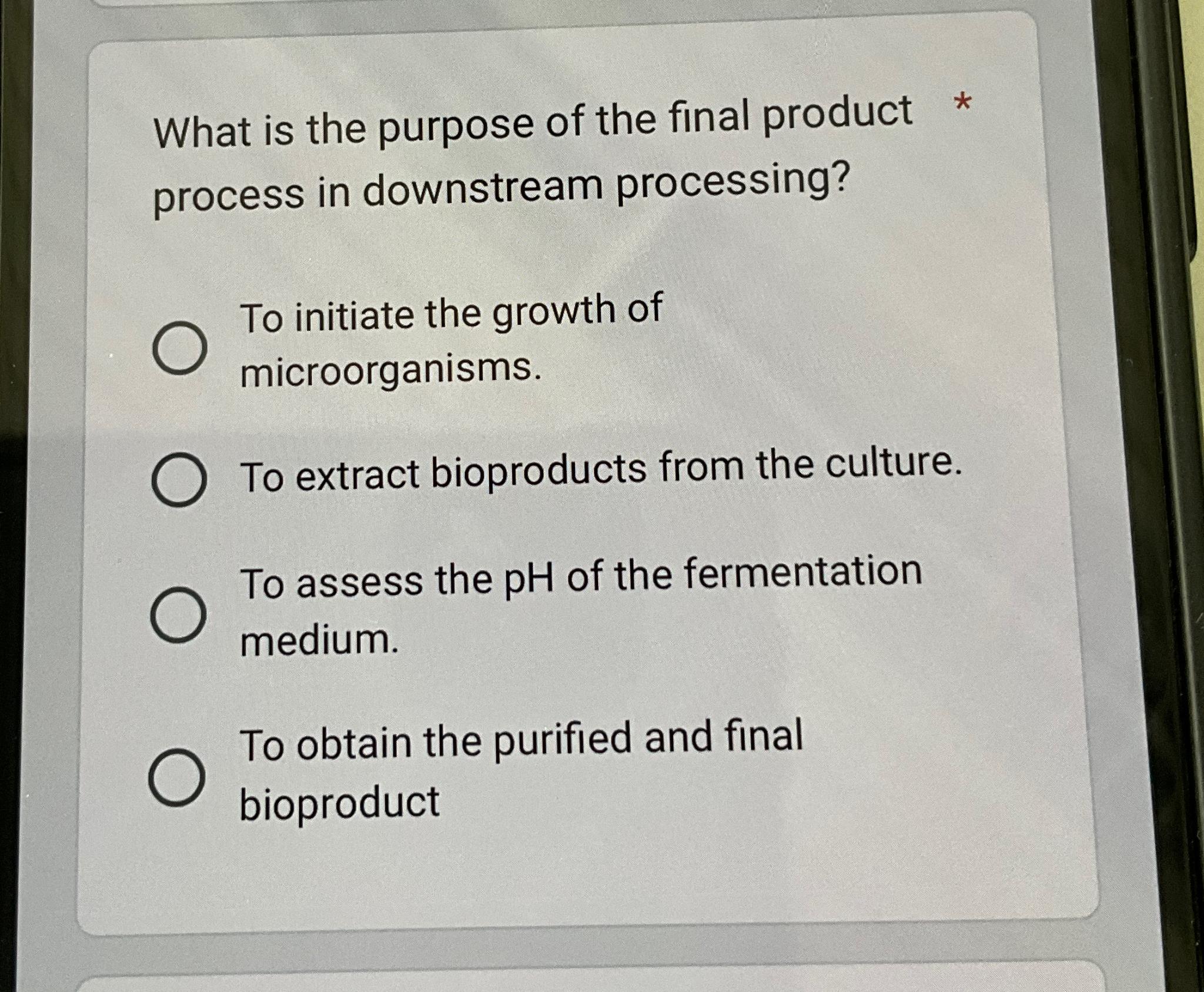 Solved What is the purpose of the final product process in | Chegg.com