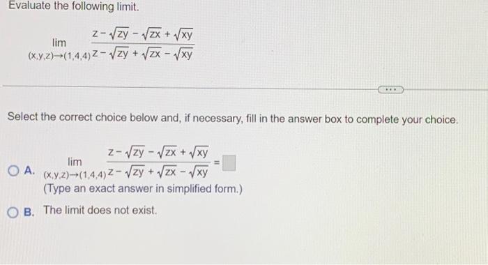Solved Evaluate the following limit. | Chegg.com