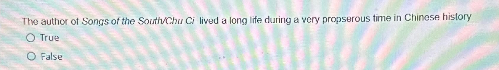 Solved The author of Songs of the South/Chu Ci lived a long | Chegg.com