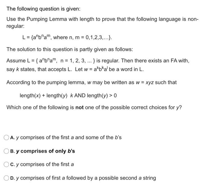 Solved The following question is given: Use the Pumping | Chegg.com