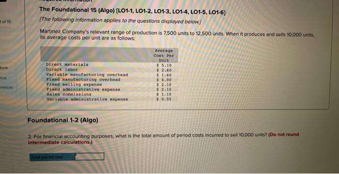 Solved The Foundational 15 (Algo) [LO1-1, LO1-2, LO1-3, | Chegg.com