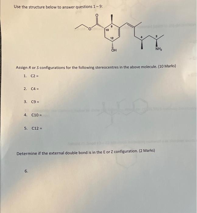 Solved Use the structure below to answer questions 1−9 : | Chegg.com